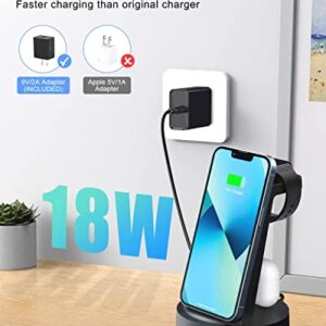 Wireless Charging Station, 3 in 1 Wireless Charger for iPhone 14/13/12/11/Pro/Max/SE/XS/XR/X/8 Plus/8, Fast Wireless Charging Stand Dock for Apple Watch Series & Airpods(with Adapter)