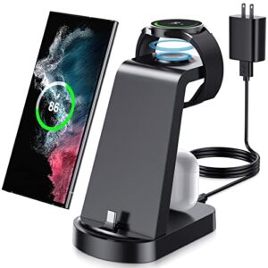 charging station for samsung multiple devices, vcvs 3 in 1 fast charger station, wireless charger for samsung galaxy watch 5/4/3, galaxy s23/s22/s21/s20/s10/note20/note10/z flip 4/z fold 4,galaxy buds