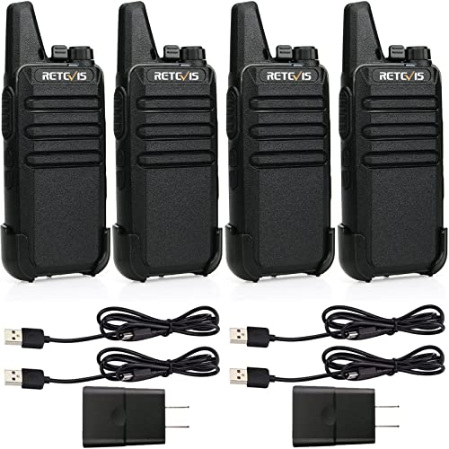 Retevis RT22 Two Way Radio Long Range Rechargeable,Portable 2 Way Radio,Handsfree Walkie Talkie for Adults Commercial Cruises Hunting Hiking (4 Pack)