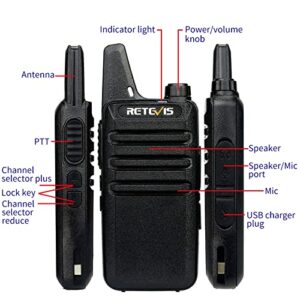 Retevis RT22 Two Way Radio Long Range Rechargeable,Portable 2 Way Radio,Handsfree Walkie Talkie for Adults Commercial Cruises Hunting Hiking (4 Pack)