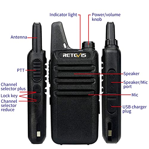 Retevis RT22 Two Way Radio Long Range Rechargeable,Portable 2 Way Radio,Handsfree Walkie Talkie for Adults Commercial Cruises Hunting Hiking (4 Pack)