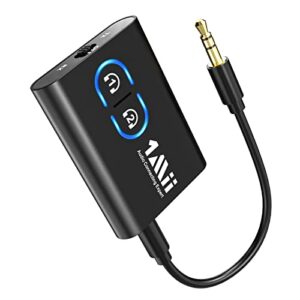 1mii bluetooth 5.3 transmitter receiver for tv to wireless headphones, dual link aptx adaptive/low latency/hd audio, aux bluetooth audio receiver adapter for home stereo, airplane, boat, gym