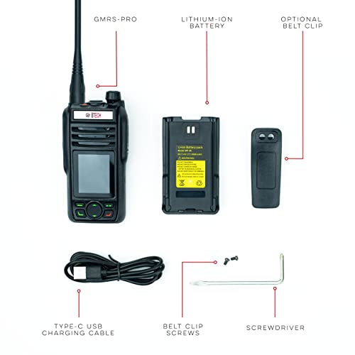 BTECH GMRS-PRO IP67 Waterproof GMRS Two-Way Radio with Bluetooth & GPS, APP Programmable, GMRS Repeater Capable, with Dual Band Scanning Receiver (VHF/UHF); Long Range Two Way Radio