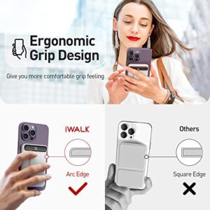 iWALK MAG-X Magnetic Wireless Power Bank with Stand, 5000mAh Portable Charger with USB-C Port & LED Display, Ergonomic Grip Design Battery Pack Compatible with iPhone 14/13/12 Series,White