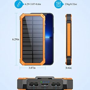 Power-Bank-Solar-Charger - 36000mAh Solar Power Bank, PD 20W Quick Charge,Drop-Proof Waterproof Dustproof Built-in LED Flashlight for iPhone, Tablet, Samsung and More USB Device(Orange)