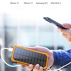 Power-Bank-Solar-Charger - 36000mAh Solar Power Bank, PD 20W Quick Charge,Drop-Proof Waterproof Dustproof Built-in LED Flashlight for iPhone, Tablet, Samsung and More USB Device(Orange)