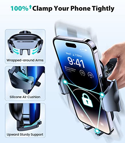 VICSEED Car Phone Holder Mount [All-Round Silicone Protection][Doesn't Slip&Drop] Air Vent Cell Phone Holder for Car Hands Free Easy Clamp Cradle in Vehicle Fit All iPhone Samsung Android Smartphone