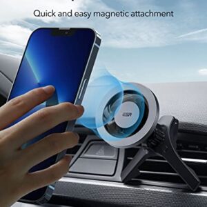 ESR Magnetic Car Mount (HaloLock), Compatible with MagSafe Car Mount, Magnetic Phone Holder for Car, Air Vent Mount for iPhone 14/13/12 Series, Car Accessories, Charging Not Supported, Metallic Grey