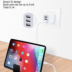 Wall Charger, USB Charger Adapter, 3.1A/3Pack Muti Port Fast Charging Station Power Charge Base Block Plug for iPhone 14 13 12 Pro/SE/11Pro Max/X/8/7 Plus, Samsung S21/S10/S9/S8, Kindle Fire USB Plug