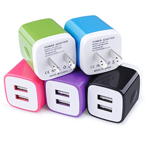 USB Wall Charger,Charging Block,5Pack 2.1A Wall Plug Power Cube Brick Charger Adapter Compatible with iPhone 14 13 12 11 Pro Max/Xs Max/XR/8/7/6S/6 Plus,Samsung Galaxy S23 S22 S21 S20 A10e A20 A50 A80