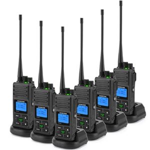 samcom fpcn30a two way radios long range 5 watts walkie talkies for adults rechargeable 2 way radios uhf programmable handheld business radio 1500mah battery with earpieces,group call, 6 packs