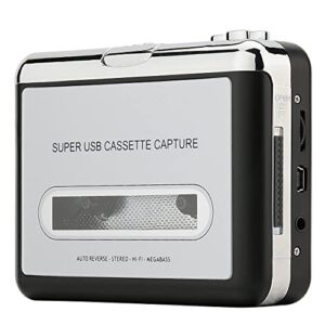 reshow cassette player – portable tape player captures mp3 audio music via usb – compatible with laptops and personal computers – convert walkman tape cassettes to ipod format (silver)