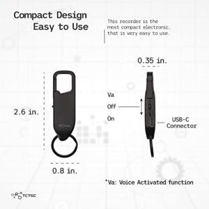 64GB TCTEC Keychain Voice Recorder, Voice Activated Recorder with 750 Hours Recording Capacity, Audio Noise Reduction with Playback, for Lectures, Meetings, Interviews