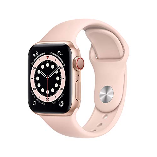 Apple Watch Series 6 (GPS + Cellular, 40mm) - Gold Aluminum Case with Pink Sand Sport Band (Renewed)