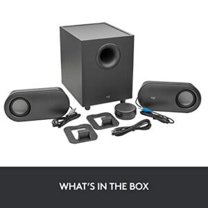 Logitech Z407 Bluetooth Computer Speakers with Subwoofer and Wireless Control, Immersive Sound, Premium Audio with Multiple Inputs, USB Speakers