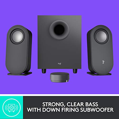 Logitech Z407 Bluetooth Computer Speakers with Subwoofer and Wireless Control, Immersive Sound, Premium Audio with Multiple Inputs, USB Speakers