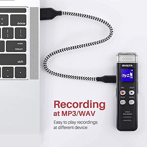 EVISTR 32GB Digital Voice Recorder Voice Activated Recorder with Playback - Upgraded Tape Recorder for Lectures, Meetings, Interviews, Audio Recorder USB Charge, MP3