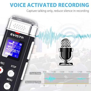 EVISTR 32GB Digital Voice Recorder Voice Activated Recorder with Playback - Upgraded Tape Recorder for Lectures, Meetings, Interviews, Audio Recorder USB Charge, MP3