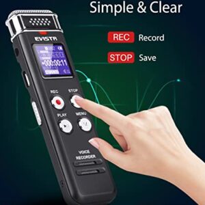 EVISTR 32GB Digital Voice Recorder Voice Activated Recorder with Playback - Upgraded Tape Recorder for Lectures, Meetings, Interviews, Audio Recorder USB Charge, MP3