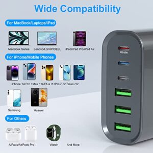 USB C Fast Charger, 155W USB C Charging Station GaN 6-Port USB C Wall Charger Block, Portable Multiport USB C Power Adapter for MacBook Pro/Air,iPad Pro,iPhone 14/13/Mini/Pro/13Pro Max/12 Galaxy Note