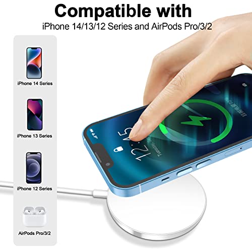 xiwxi 𝐔𝐩𝐠𝐫𝐚𝐝𝐞𝐝 15W Fast Magnetic Wireless Charger Compatible with MagSafe Charger, Wireless Charging Pad for iPhone 14/14 Plus/14 Pro/14 Pro Max iPhone 13 series /iPhone 12 series(No Adapter)