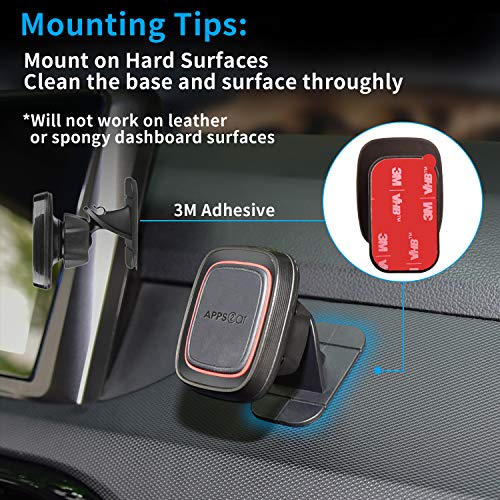 APPS2Car 3M Vhb Sticky Adhesive Pads Replacement Mounting Tape 4 Pcs, Dashboard Sticker Pads for Magnetic Phone Car Mount,Car Mount Adhesive,Double Sided 3M Adhesive Pads,Car Mount Sticker Tapes