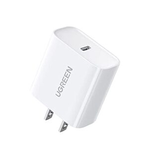 UGREEN 20W USB C Charger PD Fast Charger Block USB-C Wall Charger Power Adapter Compatible with iPhone 14/14 Pro Max/iPhone 13/12 Pro Max/SE/11, Pixel, Galaxy S23/S22/S21/S20/Note 10, iPad Mini/Pro