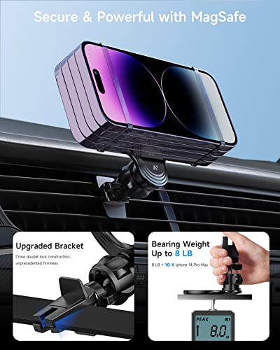 Compatible with Magsafe Car Mount, Magnetic Phone Holder for Car [Strongest Magnets],2 in 1 Super Stable Dashboard & Air Vent Car Phone Mount Fit for iPhone 14/14 Pro/14 Max/13/13 Pro All Phones