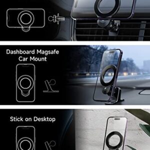 Compatible with Magsafe Car Mount, Magnetic Phone Holder for Car [Strongest Magnets],2 in 1 Super Stable Dashboard & Air Vent Car Phone Mount Fit for iPhone 14/14 Pro/14 Max/13/13 Pro All Phones