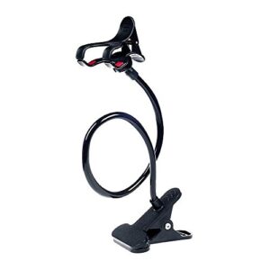 itart plastic flexible long arms gooseneck clip clamp stand universal cell phone holder – black