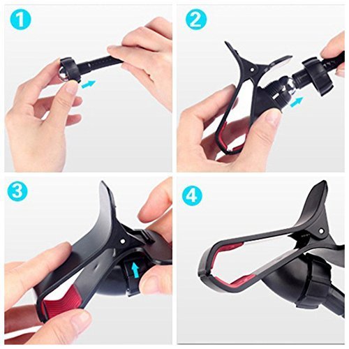 ITART Plastic Flexible Long Arms Gooseneck Clip Clamp Stand Universal Cell Phone Holder - Black