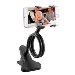 ITART Plastic Flexible Long Arms Gooseneck Clip Clamp Stand Universal Cell Phone Holder - Black