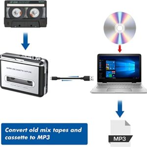 DigitNowCassette Tape To CD Converter Via USB,Portable USB Cassette Player Capture MP3 Audio Music,Compatible With Laptop and Personal Computer,Convert Walkman Tape Cassette To MP3 Format