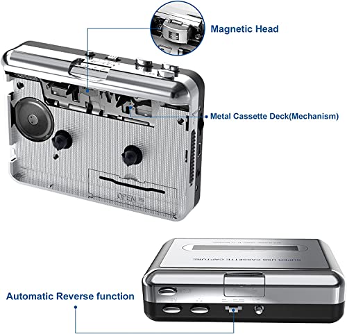 DigitNowCassette Tape To CD Converter Via USB,Portable USB Cassette Player Capture MP3 Audio Music,Compatible With Laptop and Personal Computer,Convert Walkman Tape Cassette To MP3 Format