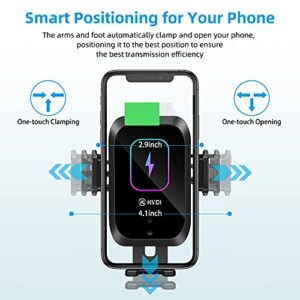 Piosoo Wireless Car Charger-Cup Holder Phone Mount,Automatic Infrared Smart Sensor Clamping Qi 15W Fast Universal Adjustable Cell Phone Wireless Charging Air Vent Cradle