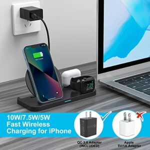 Wireless Charger, CANUVU 3 in 1 Fast Charging Station Compatible iPhone 14/13/12/11 Series/X/XS/XS Max/XR/8, Android Phone, Apple Watch & AirPods(with QC3.0 Adapter)