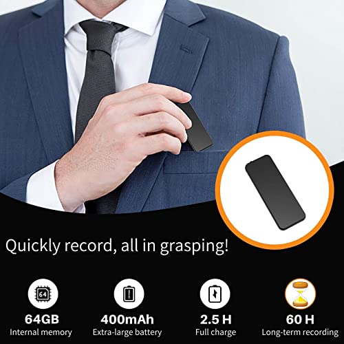 Vivaniir 60H Voice Recorder, 64GB Digital Voice Activated Recorder with 750 Hours Recording Storage and PCM Noise Reduction, Audio Recorder for Recoding Lectures Meetings Interviews