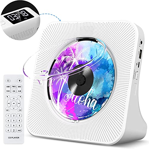 Portable CD Player with Bluetooth, Gueray Desktop CD Music Players for Home Built-in Double HiFi Sound Speakers, Support AUX&USB Headphone Jack, FM Radio Boombox, LCD Screen Display for Kids Gift