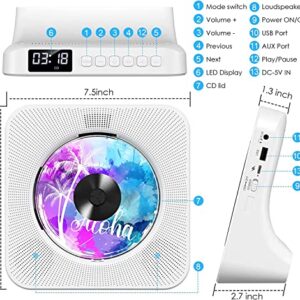 Portable CD Player with Bluetooth, Gueray Desktop CD Music Players for Home Built-in Double HiFi Sound Speakers, Support AUX&USB Headphone Jack, FM Radio Boombox, LCD Screen Display for Kids Gift