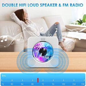 Portable CD Player with Bluetooth, Gueray Desktop CD Music Players for Home Built-in Double HiFi Sound Speakers, Support AUX&USB Headphone Jack, FM Radio Boombox, LCD Screen Display for Kids Gift