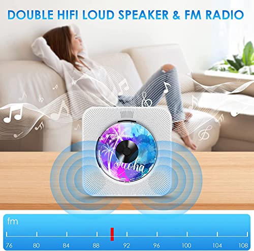 Portable CD Player with Bluetooth, Gueray Desktop CD Music Players for Home Built-in Double HiFi Sound Speakers, Support AUX&USB Headphone Jack, FM Radio Boombox, LCD Screen Display for Kids Gift