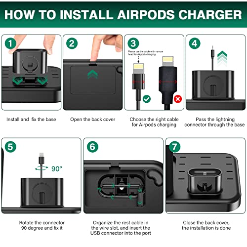 seenda Wireless Charging Station for Multiple Devices - 6 in 1 USB Charging Dock Built-in AC Adapter with 10W Max Wireless Charger Stand and 5 USB Ports for iPhone, iPad, Android, Apple Watch, AirPods