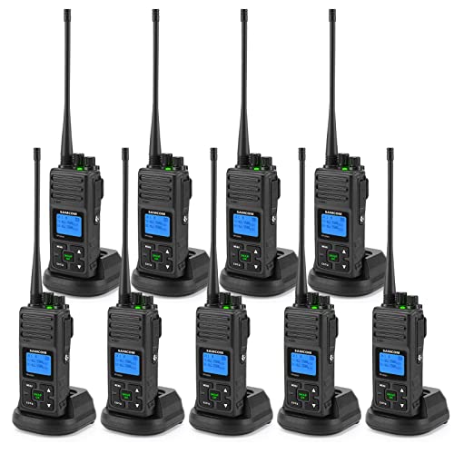 5W High Power Two Way Radio,SAMCOM FPCN30A Walkie Talkies for Adults Long Range Radios with Headphones,Handheld Programmable UHF 2-Way Radio Rechargeable with 1500mAh Battery and Charger,9 Packs