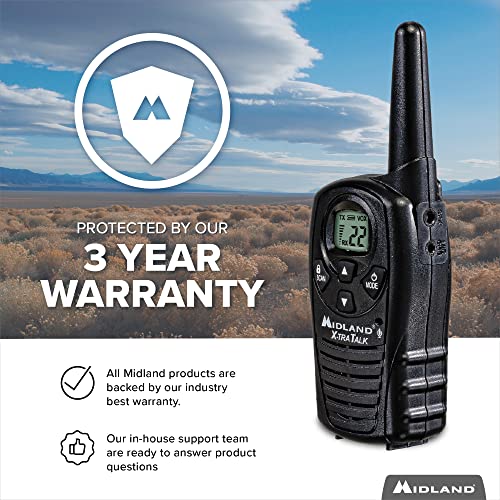 Midland - LXT500VP3, 22 Channel FRS Walkie Talkies with Channel Scan - Extended Range Two Way Radios, Silent Operation, Batteries Included (Pair Pack) (Black)