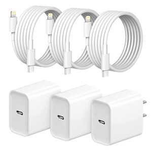 【apple mfi certified】 iphone fast charger, 3+3pack 20w usb c wall charger with 6ft fast charging cable compatible with iphone 14/14 pro/14 pro max/14 plus/13/12/11/pro/pro max/mini/xs max/xr/x, ipad