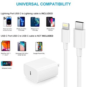 【Apple MFi Certified】 iPhone Fast Charger, 3+3Pack 20W USB C Wall Charger with 6FT Fast Charging Cable Compatible with iPhone 14/14 Pro/14 Pro Max/14 Plus/13/12/11/Pro/Pro Max/Mini/Xs Max/XR/X, iPad