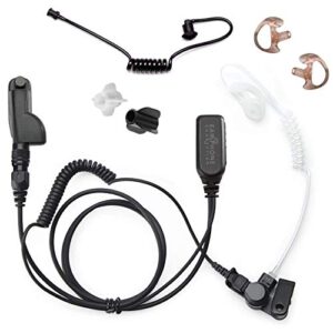 radio earpiece for motorola apx series, ep1334qr-ptt quick release hawk lapel mic, police surveillance headset, includes exclusive accessory pack