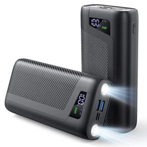 ONLYNEW Power Bank 32000 mAh Portable Charger: PD 20W Super Fast Charger with Powerful Flashlight - Black