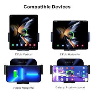 DearHot 15W Dual Coil Qi Wireless Car Charger Mirror Mount Holder Compatible for Samsung Galaxy Z Fold4 Fold3 Z Fold2 Fold S23 Ultra Note20 iPhone 14 Pro Max Pixel 6 Pro Auto Clamp Fast Car Charger