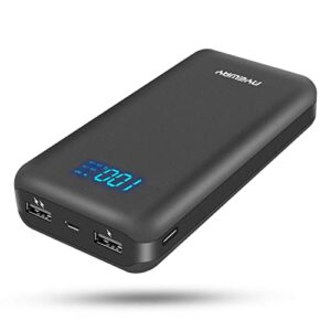 ayeway battery pack 5v 26800mah portable charger power bank with dual outlets & lcd display,external battery phone charger compatible with iphone,samsung galaxy and more.(usb c for input only)